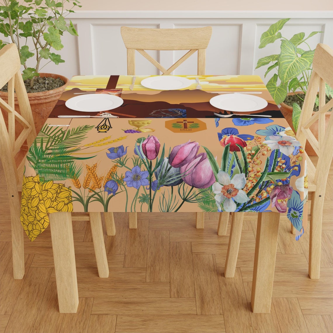 Easter Christain Tablecloth Biblical Theme Table Decor Christ ...