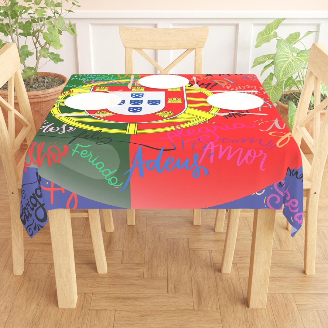 Portuguese Country Flag Tablecloth Portugal Language Print Table Cloth ...