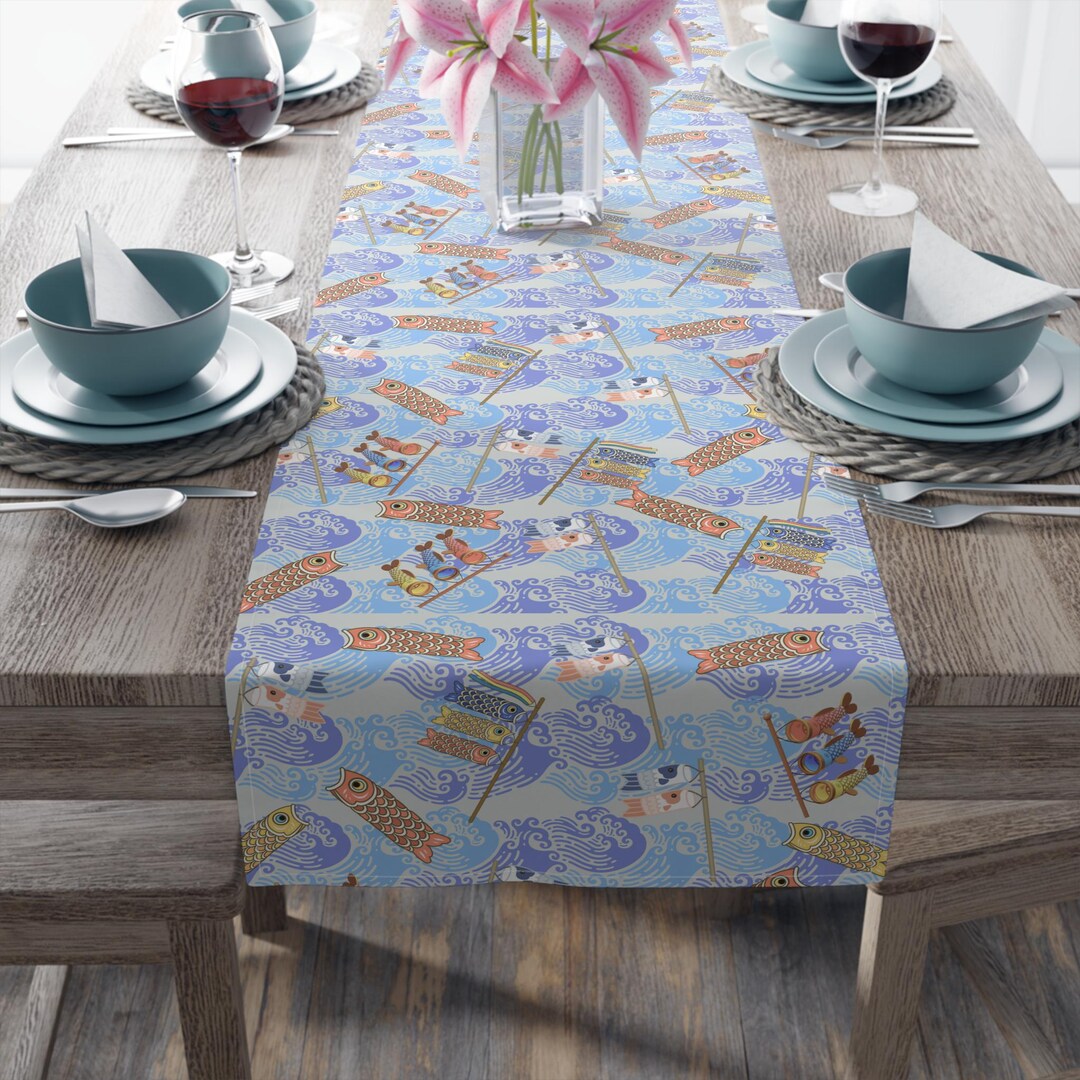 Koinobori Table Runner Japanese Koi Fish Children Day Decor Japanese ...