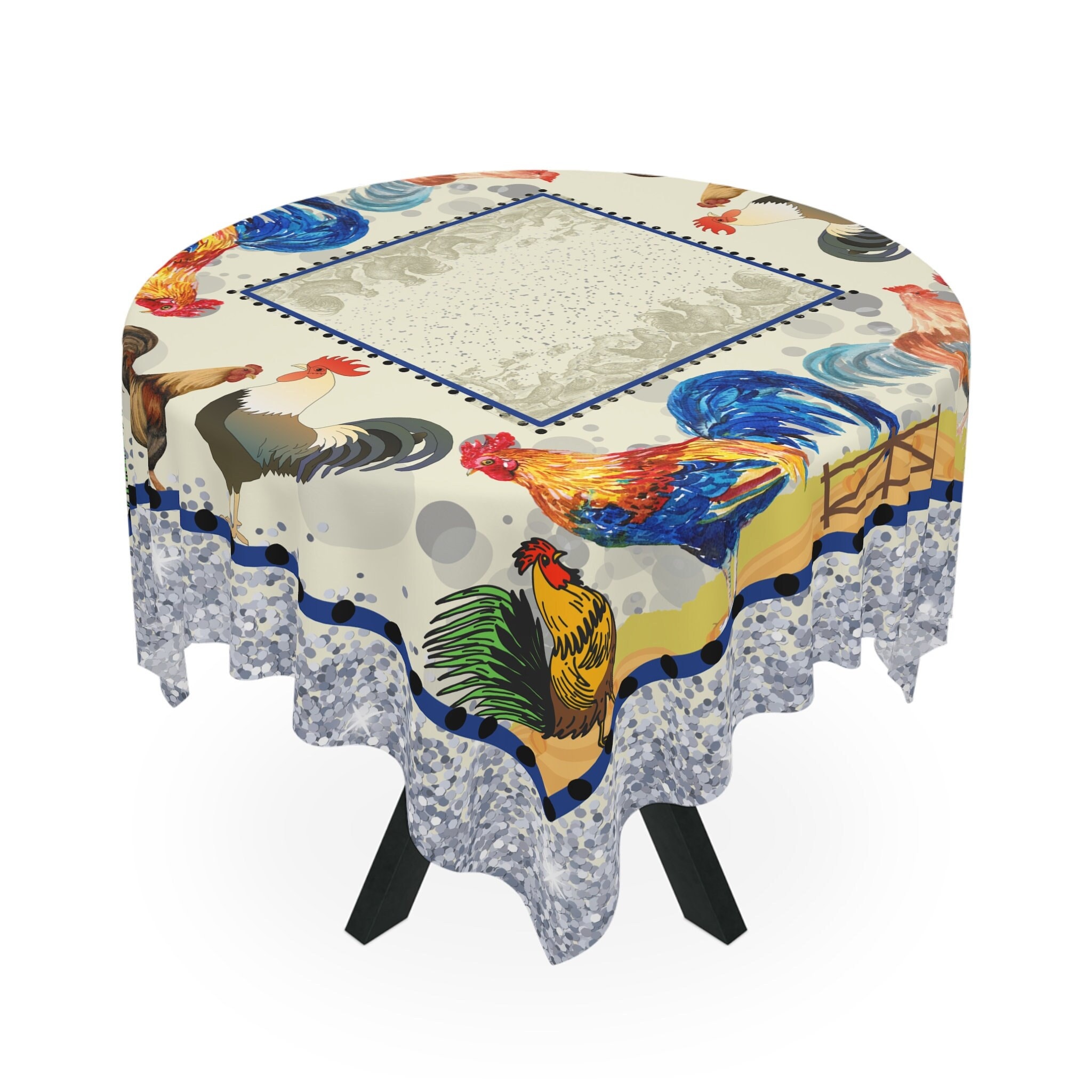 Rooster Tablecloth Chicken Tablecloth Holiday Tablecloth Easter Table ...