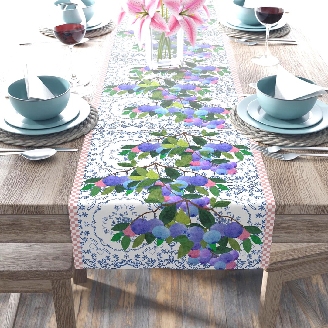 Blueberry Table Runner Blueberry Table Topper Blueberry Summer Fruit ...