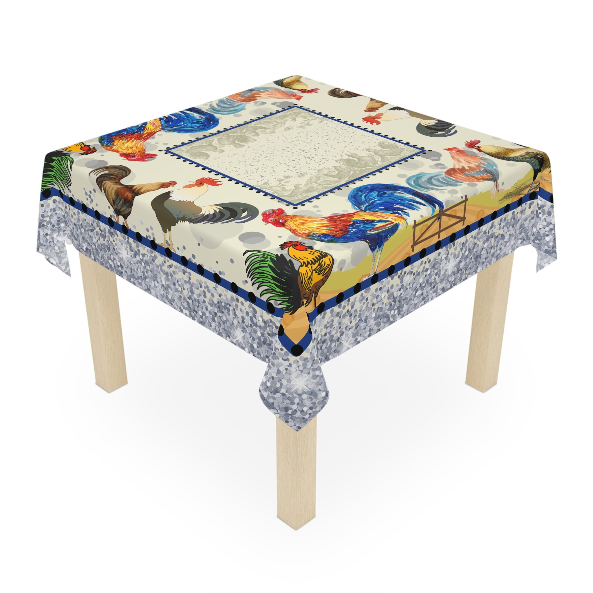 Rooster Tablecloth Chicken Tablecloth Holiday Tablecloth Easter Table ...