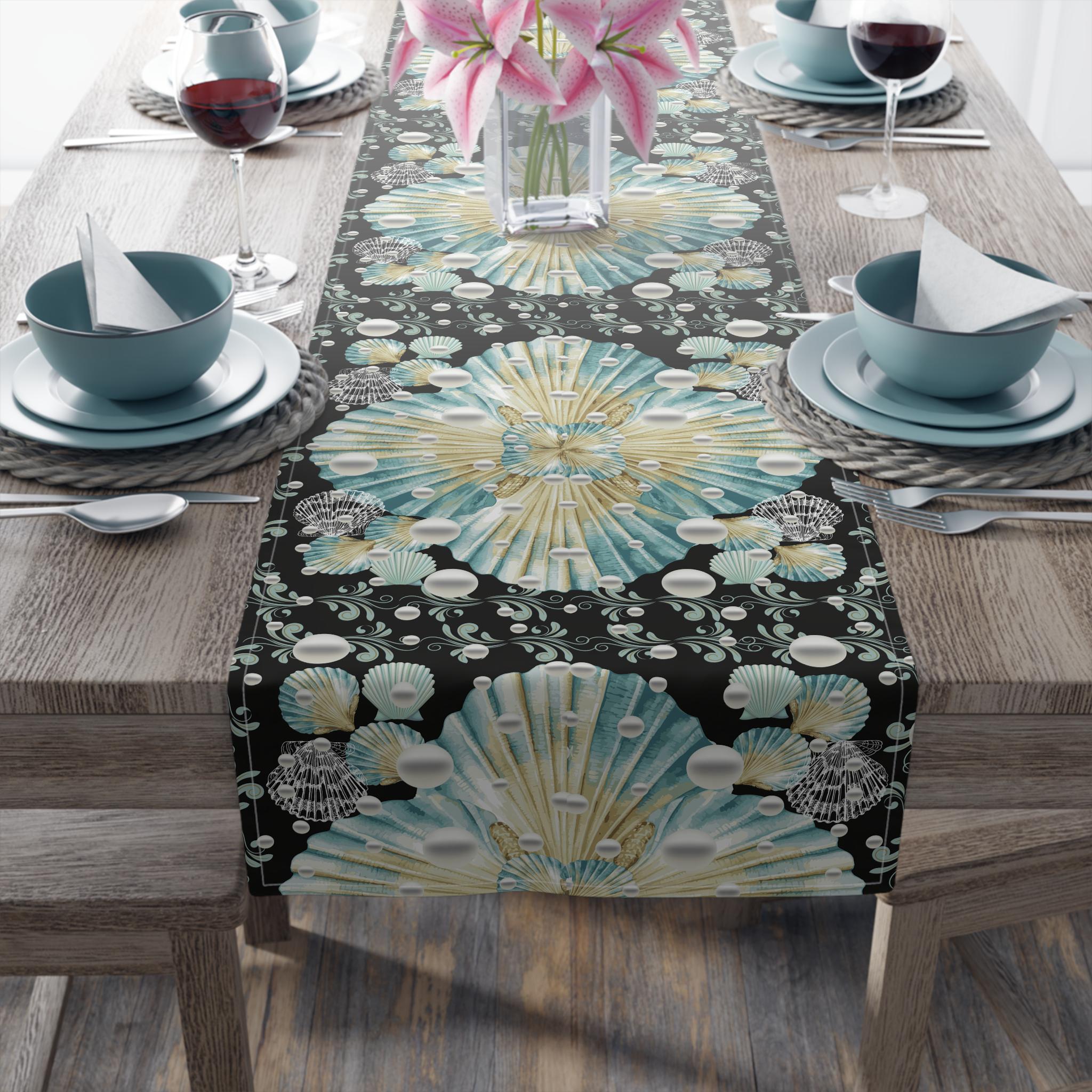 Seashell Table Runner Ocean Pearl Table Runner Shell Beach Theme Table ...