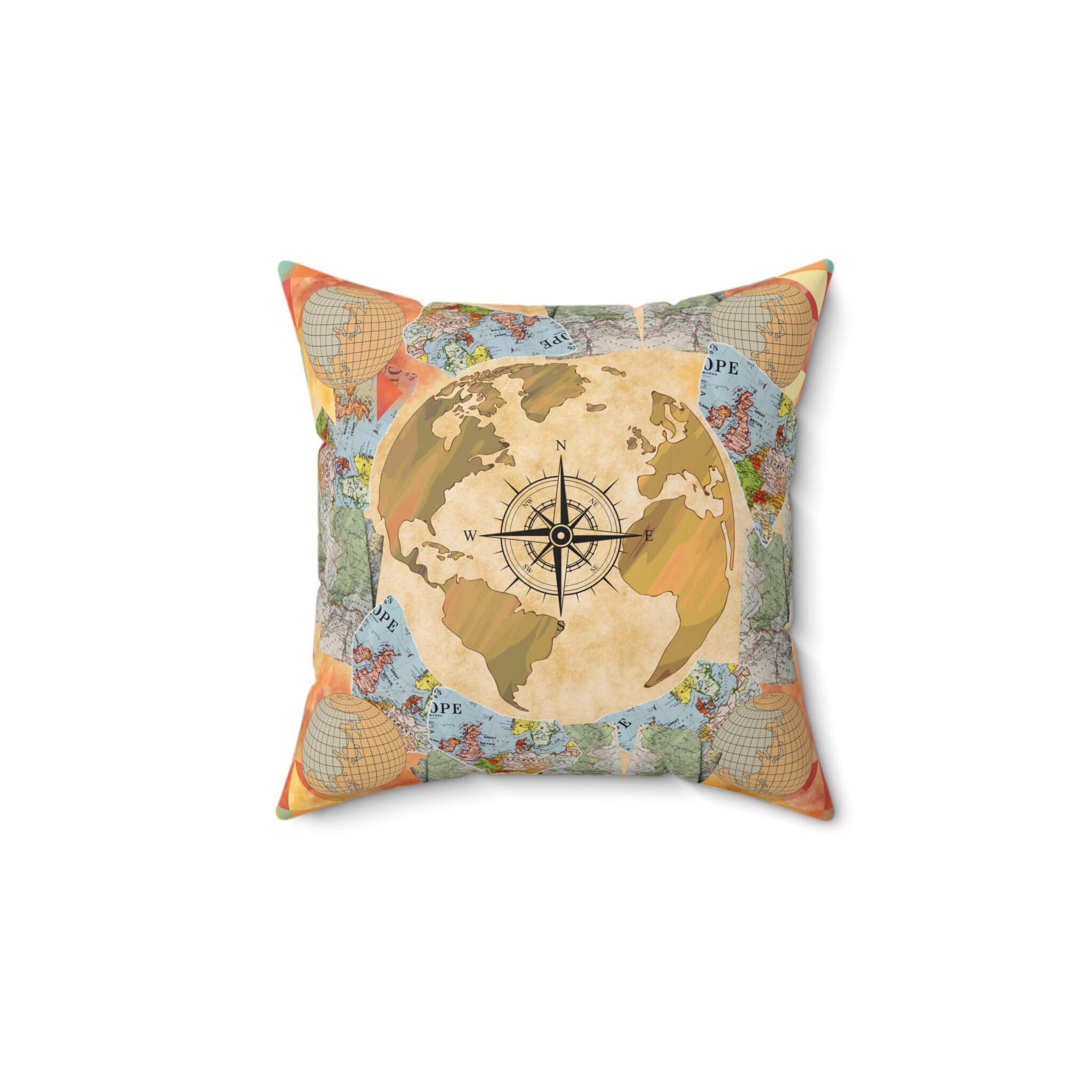 World Map Throw Pillow Map Collage Travel Sofa Tapestry - Etsy