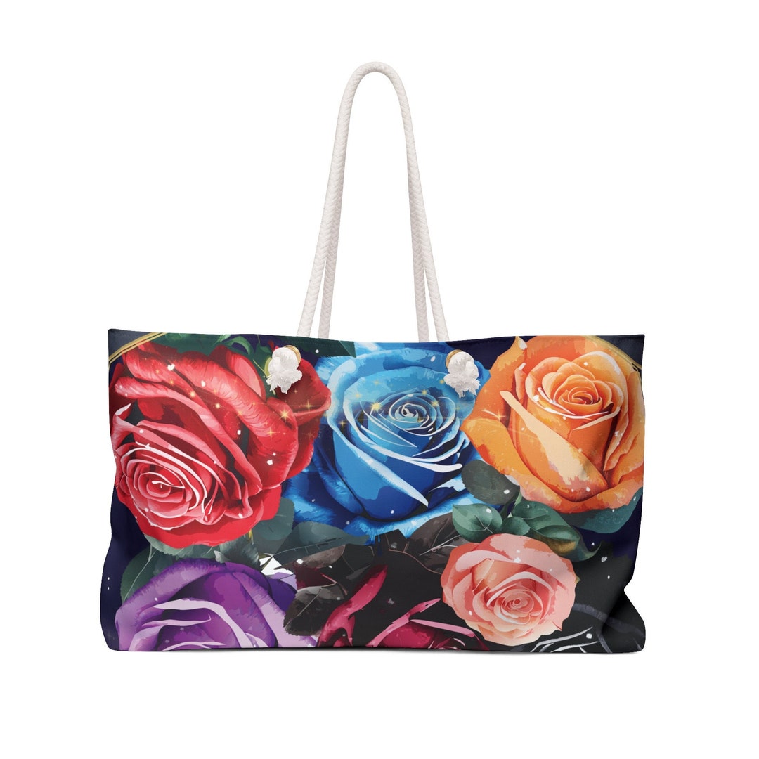 Rose Weekender Bag Colourful Rose Flower Tote Bag Polyester Rose Floral ...