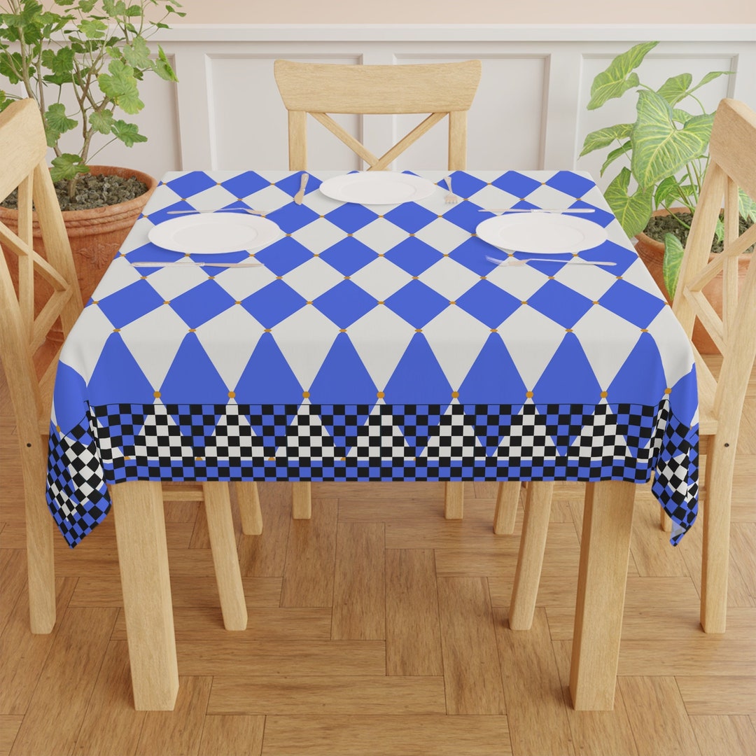 Bavarian Blue and White Check Pattern Tablecloth Harlequin Table Cloth ...
