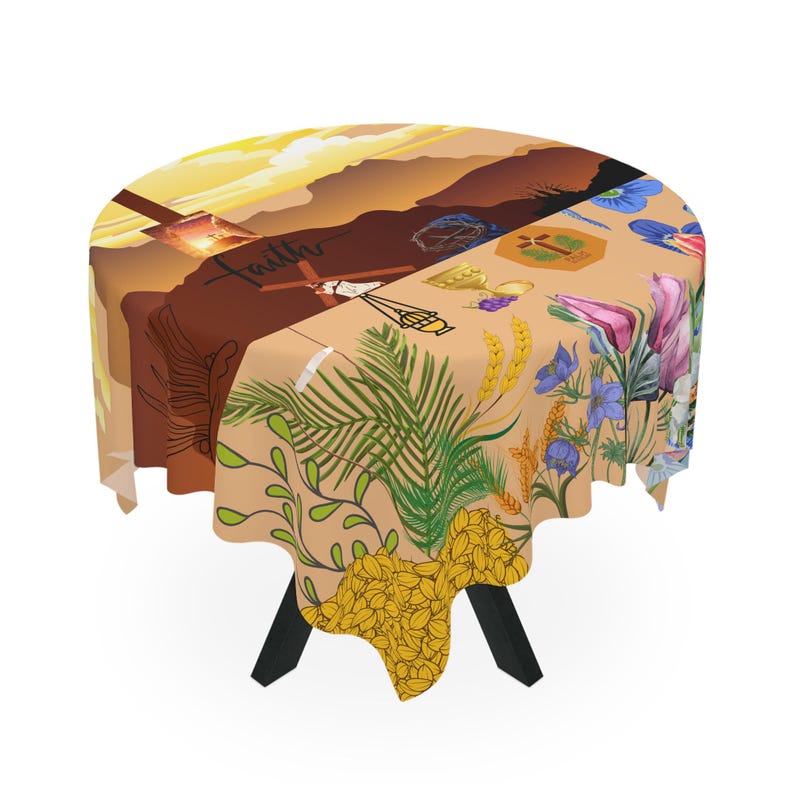 Easter Christain Tablecloth Biblical Theme Table Decor Christ ...