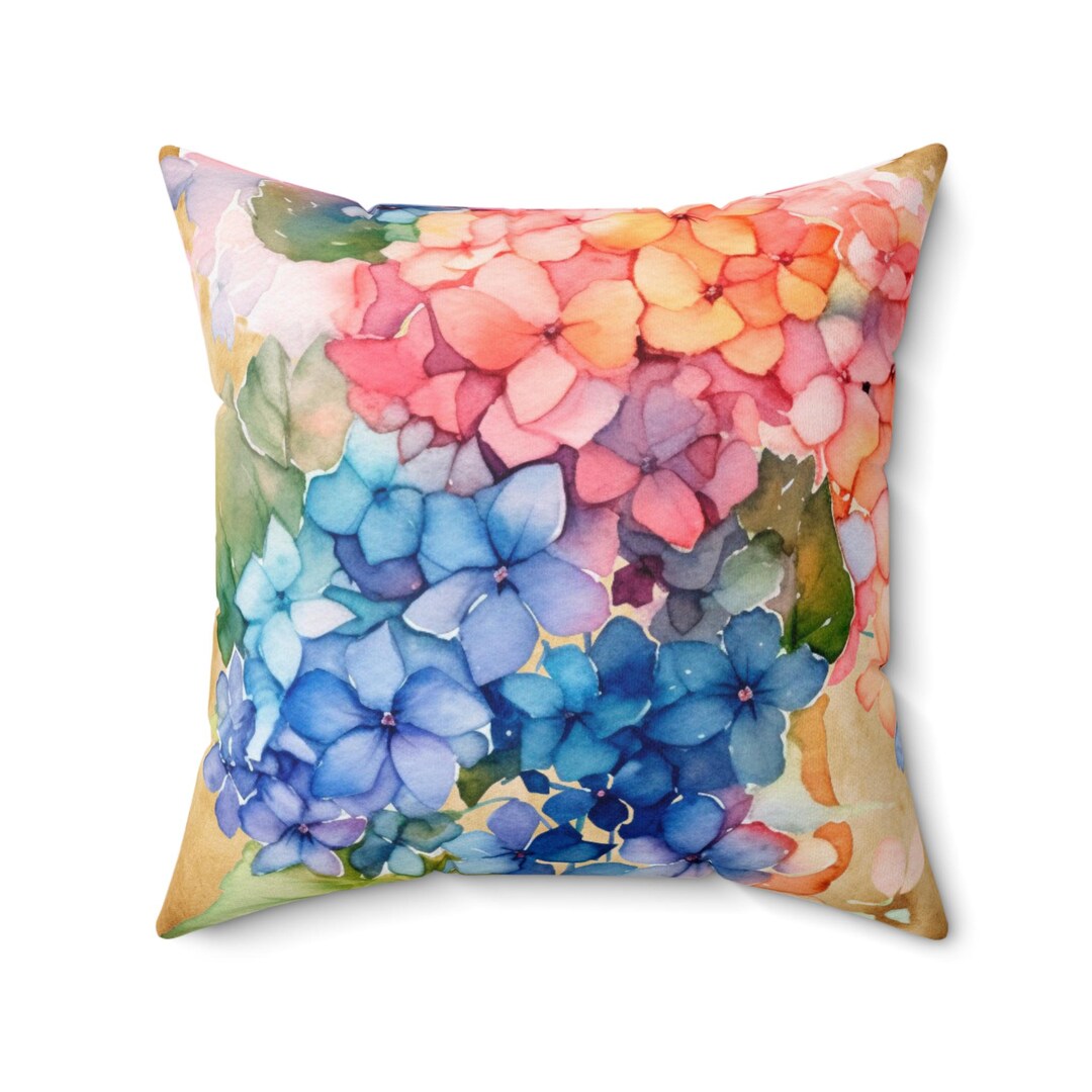 Hydrangea Flower Colourful Throw Pillow Hydrangea Floral Decorative ...