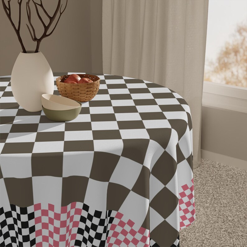 Gray and White Check Tablecloth Harlequin Tablecloth Pink and Black ...