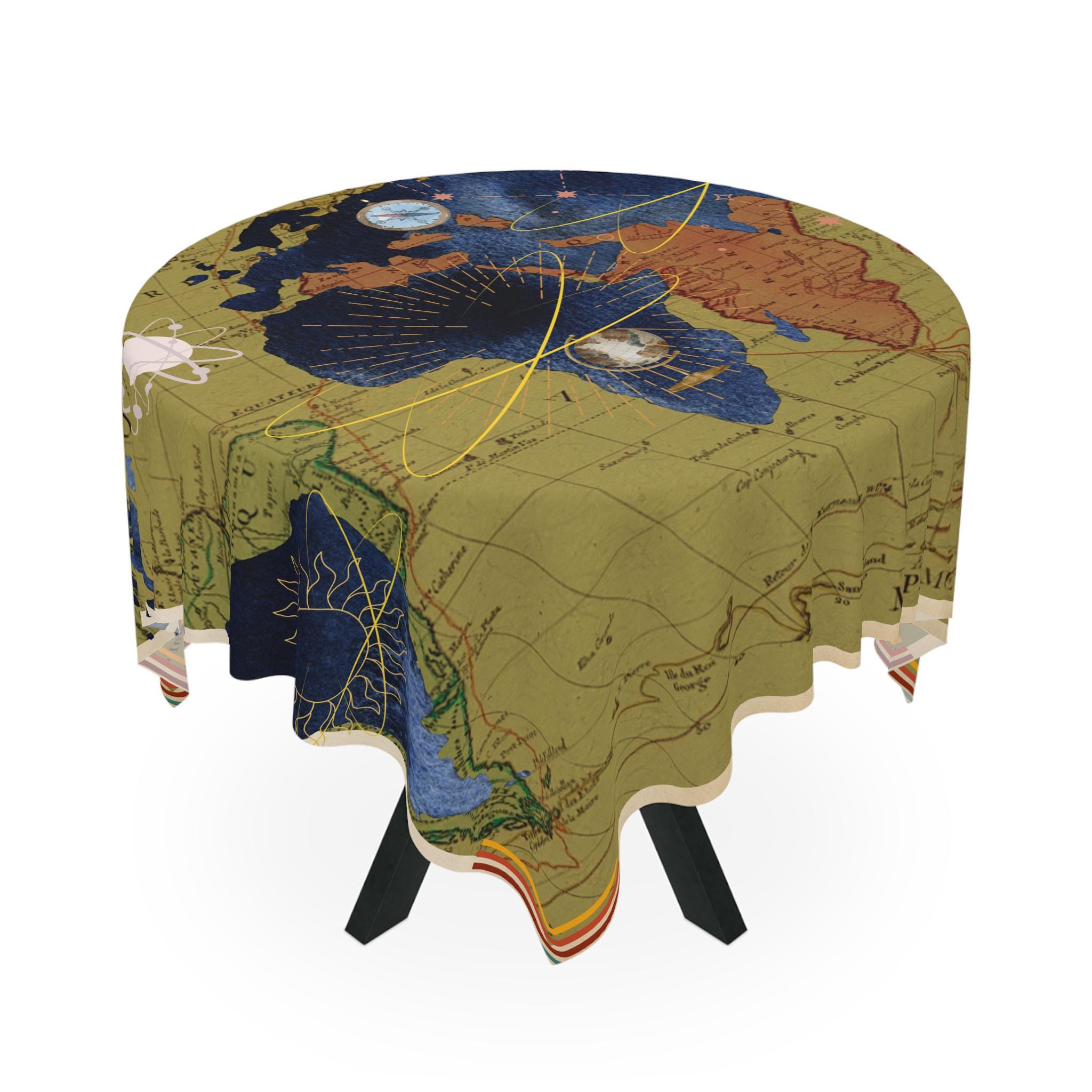 World Map Tablecloth Map Green Table Cloth With Solar Axis Globe ...