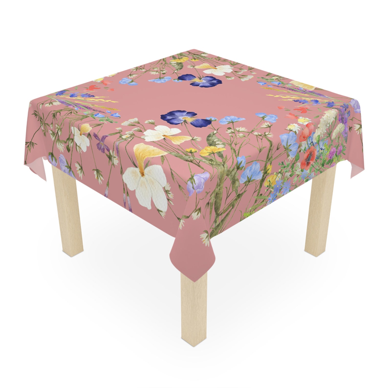 Wild Flower Meadow Floral Pink Table Cloth Wildflower Tablecloh ...