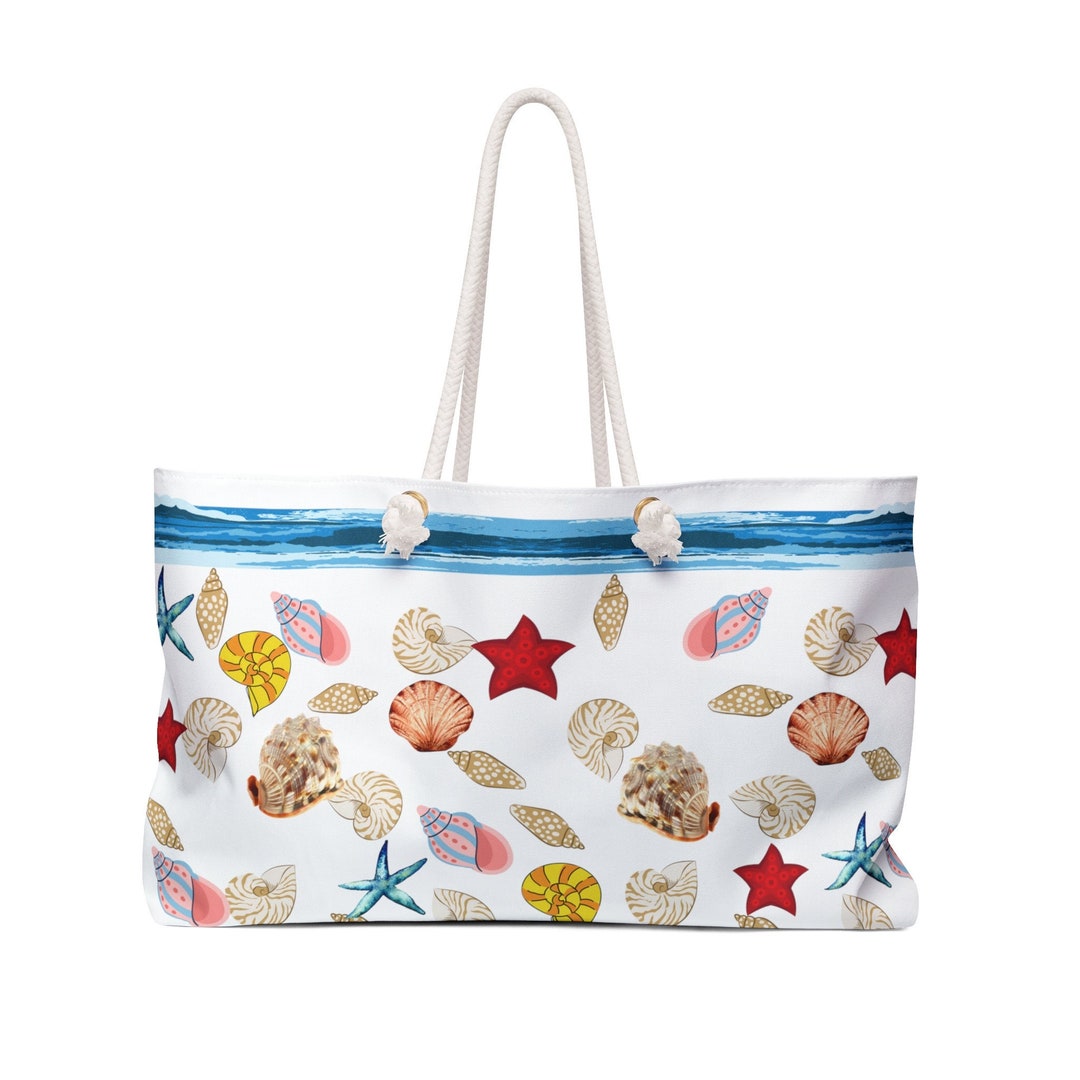 Sea Shell Beach Tote Bag Ocean Print Tote Sea Treasure Bag Seashell ...