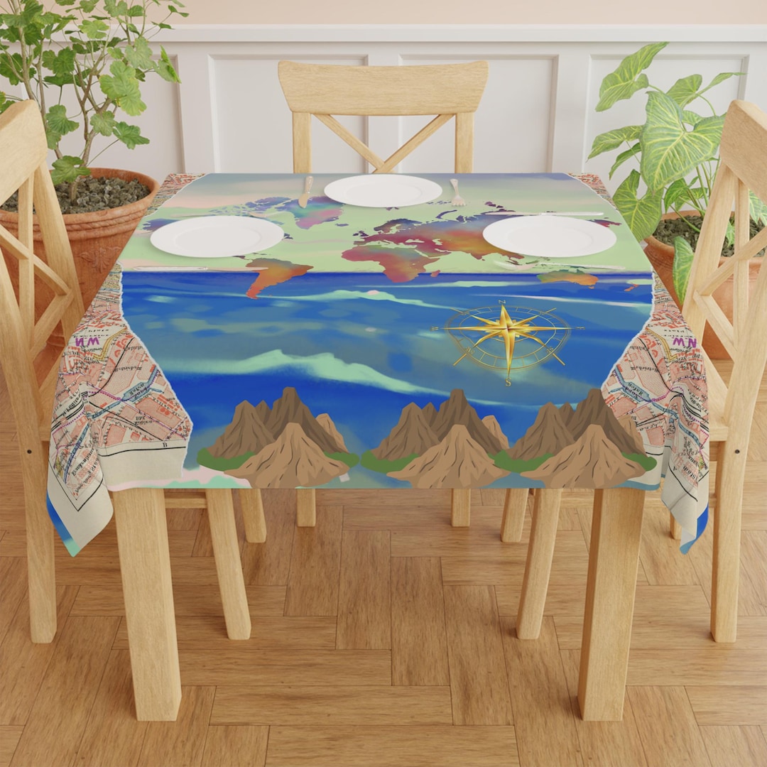 Travellers Tablecloth World Map Tablecloth World Map Collage Tablecloth ...