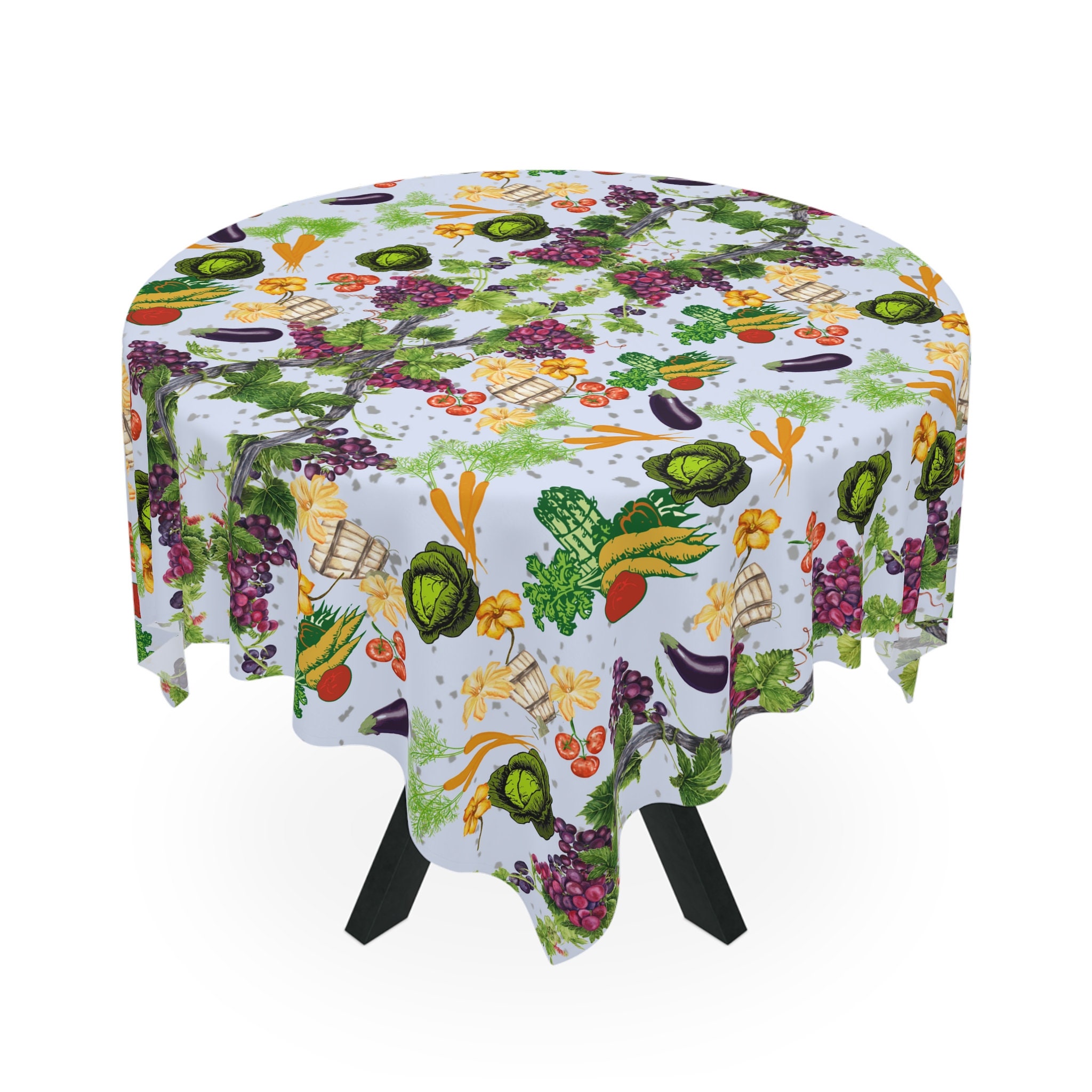 Vegetable Tablecloth Blue Potager Table Cloth Vegetable Theme Table ...