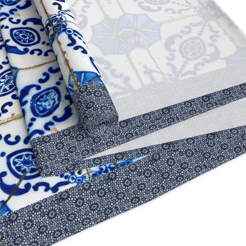 Portuguese Blue Tiled Table Runner Meditterenean Runner Traditional ...