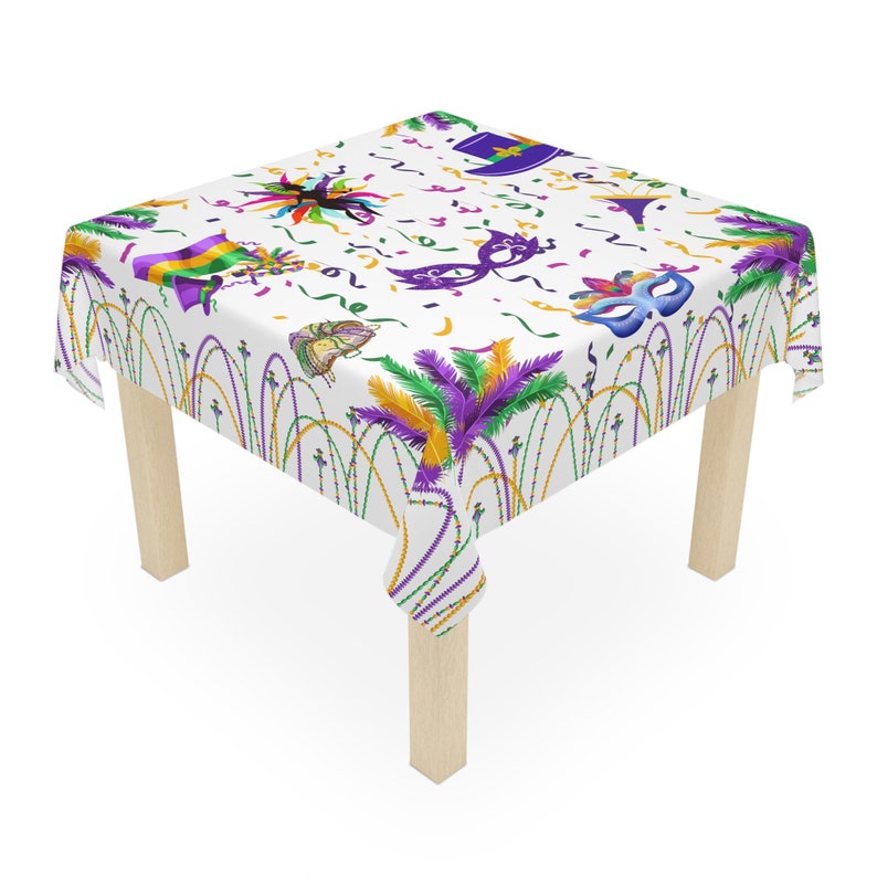 Fleur De Lis Carnival Festival White Tablecloth Carnival Table Cloth ...