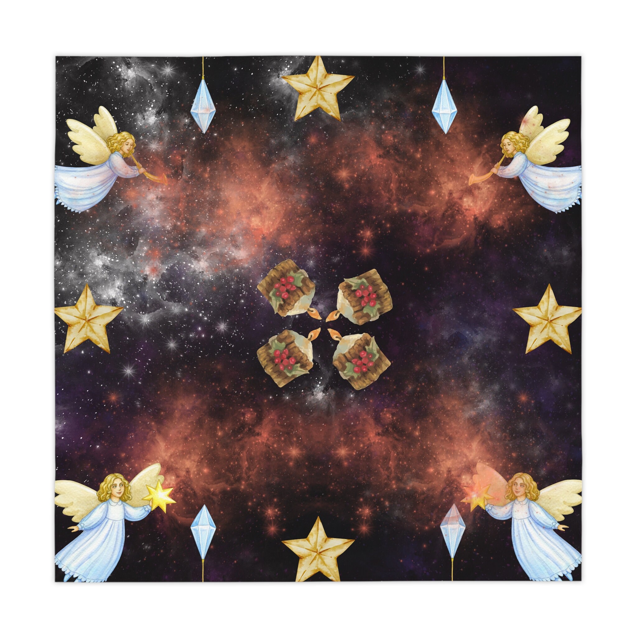 Angel Christmas Tablecloth Starry Angel Table Cloth Bronze - Etsy