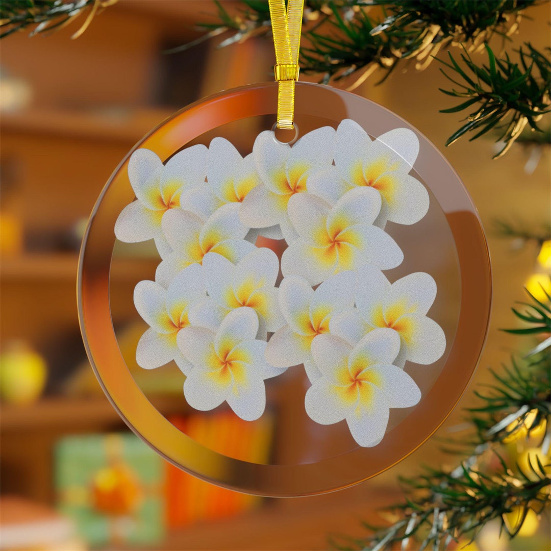 Plumeria Glass Ornament Frangipani Gift Plumeria Tree Ornament Plumeria ...