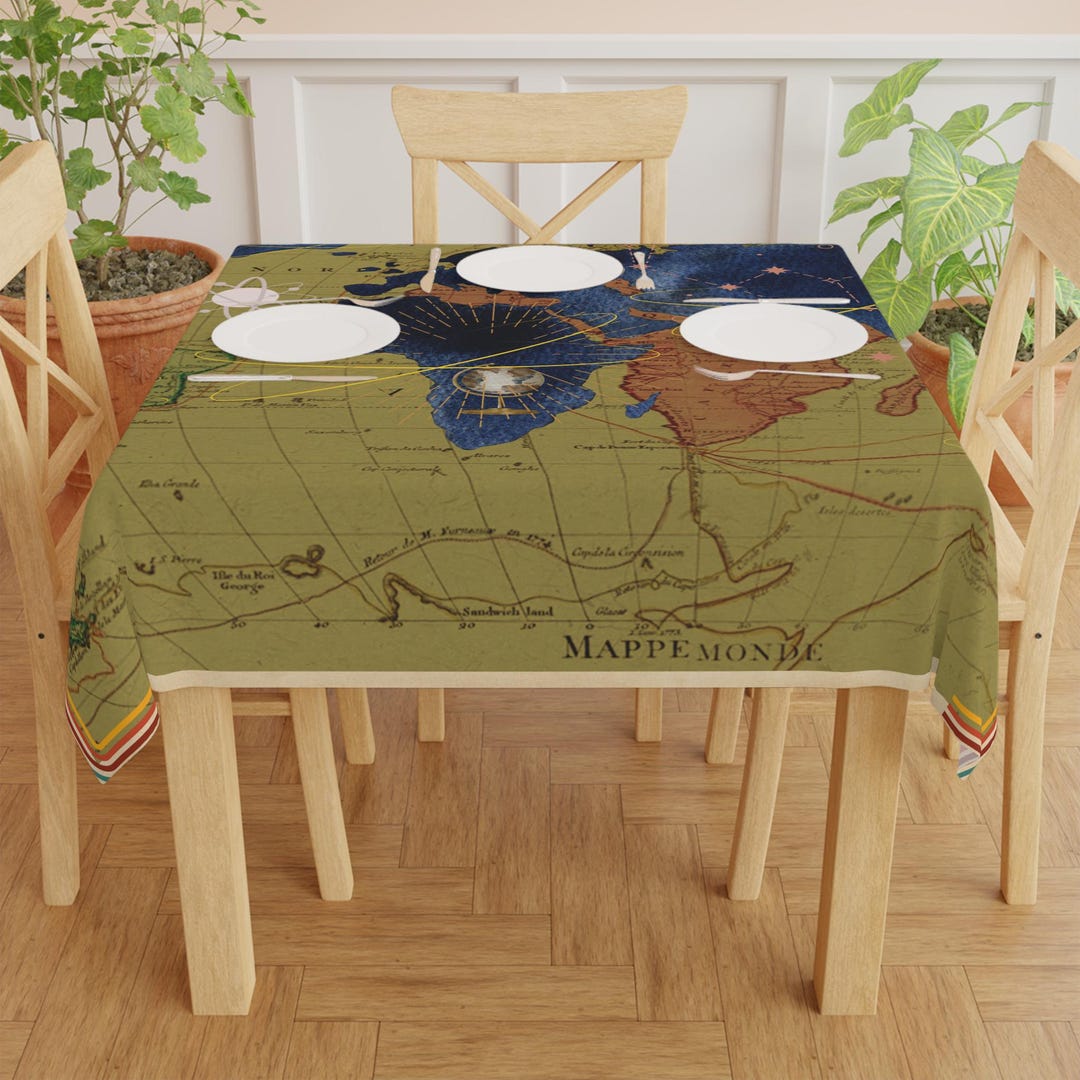 World Map Tablecloth Map Green Table Cloth With Solar Axis Globe ...
