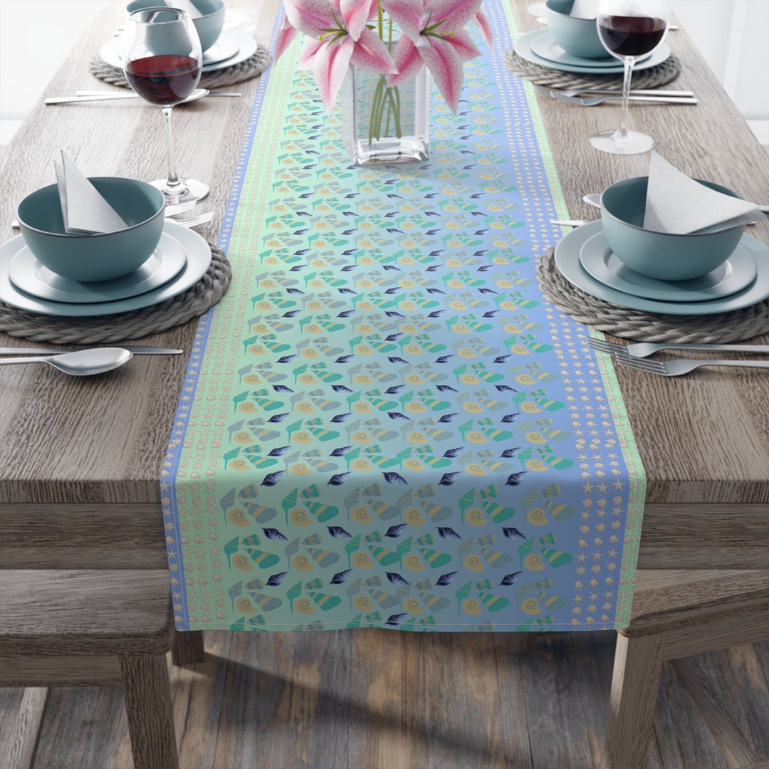 Seashell Table Runner Sea Shell Pattern Table Topper Seashell Beach ...