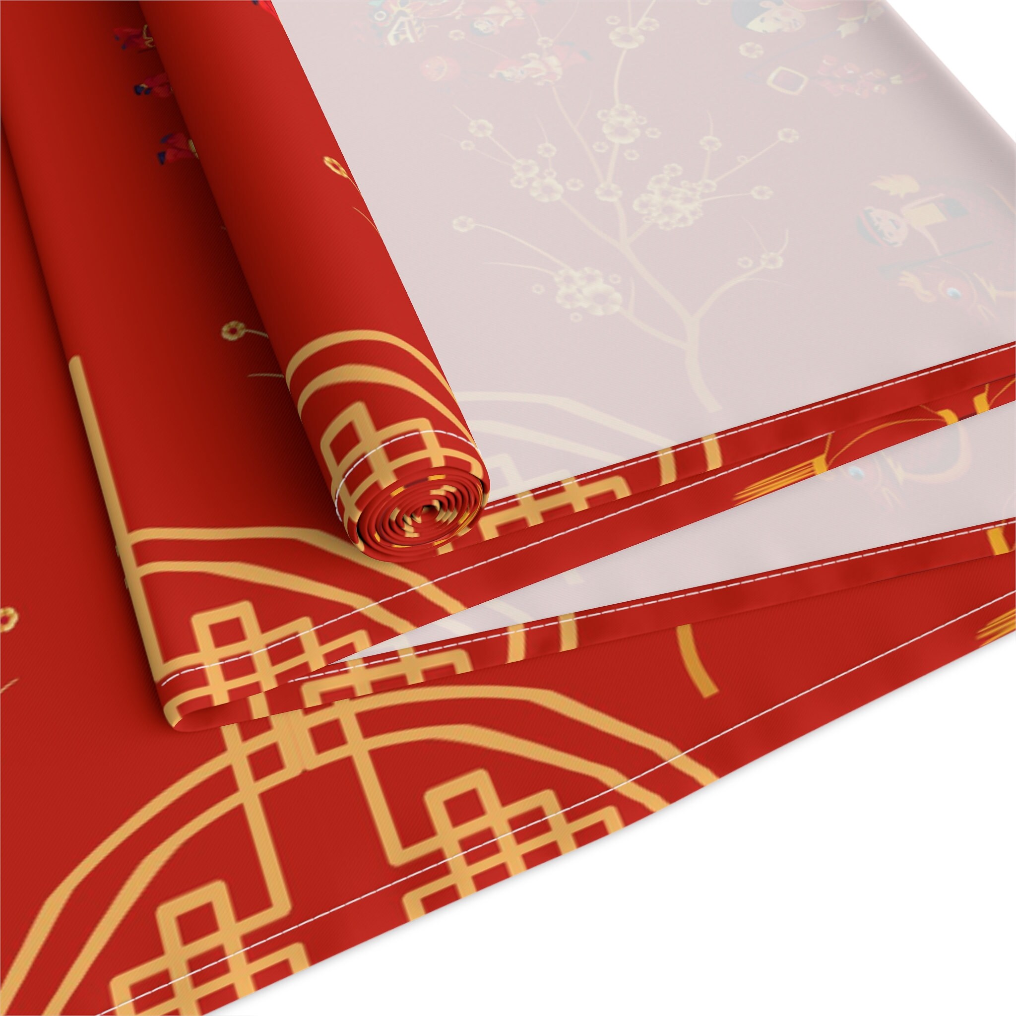 Chinese New Year Table Runner Red Lunar New Year Table Chinoiserie ...