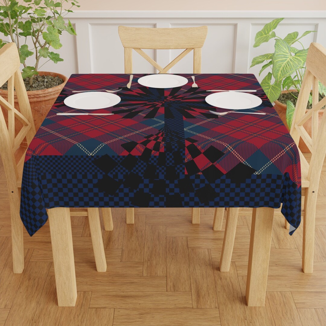 Plaid Pattern Red and Blue Tablecloth Scottish Check Pattern Table ...