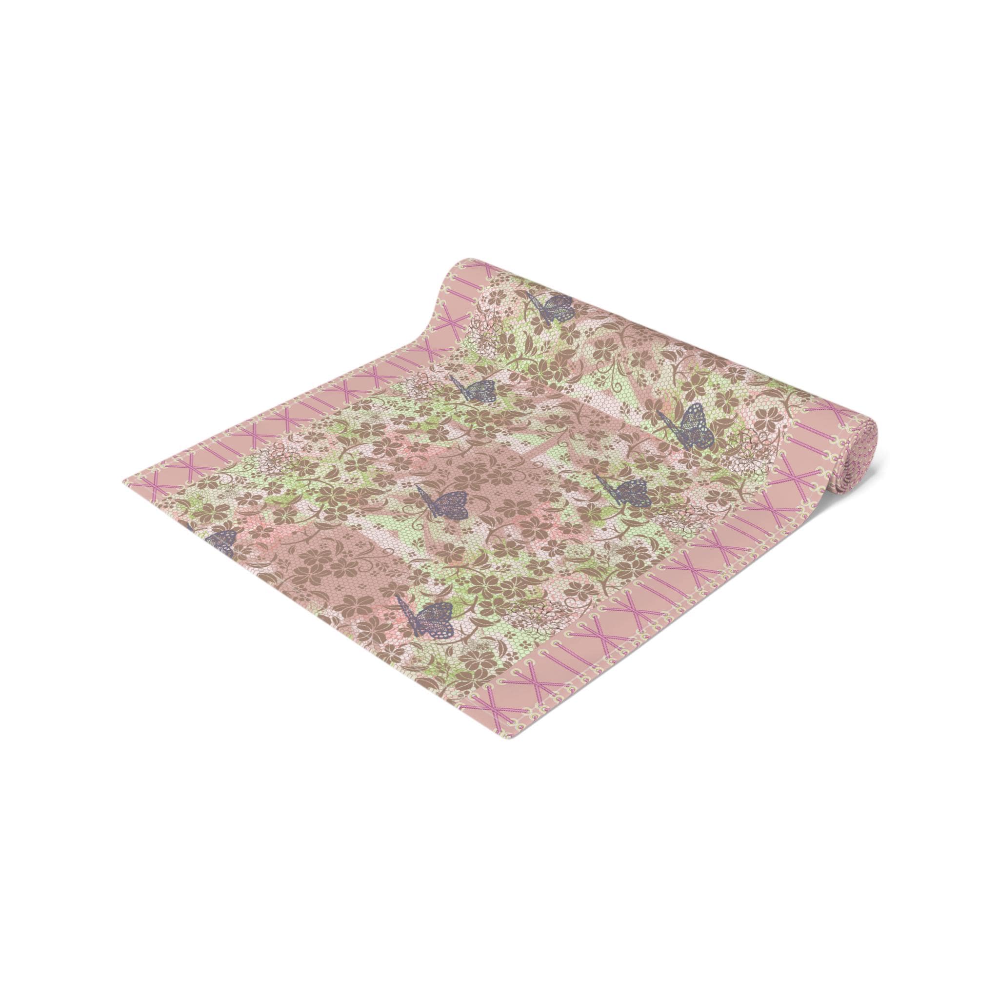 Coquette Lace Pattern Floral Table Runner Pink Coquette Aesthetic Table ...