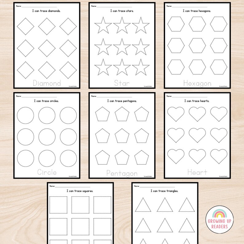 Shape Tracing Worksheets Trace 2D Shapes Preschool and Kindergarten ...