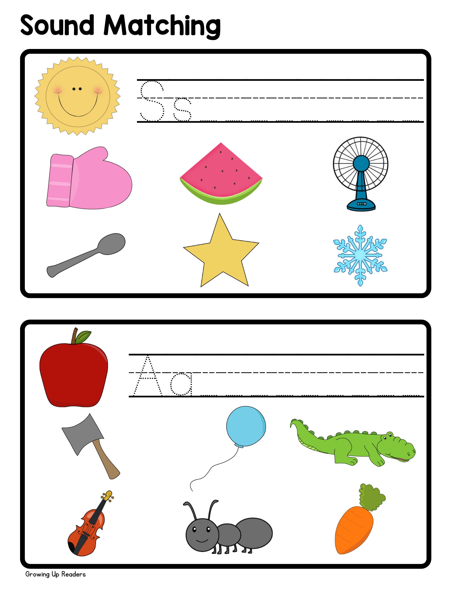 Alphabet Worksheet - ABC Letter Sound Matching - Preschool ABC Learning ...