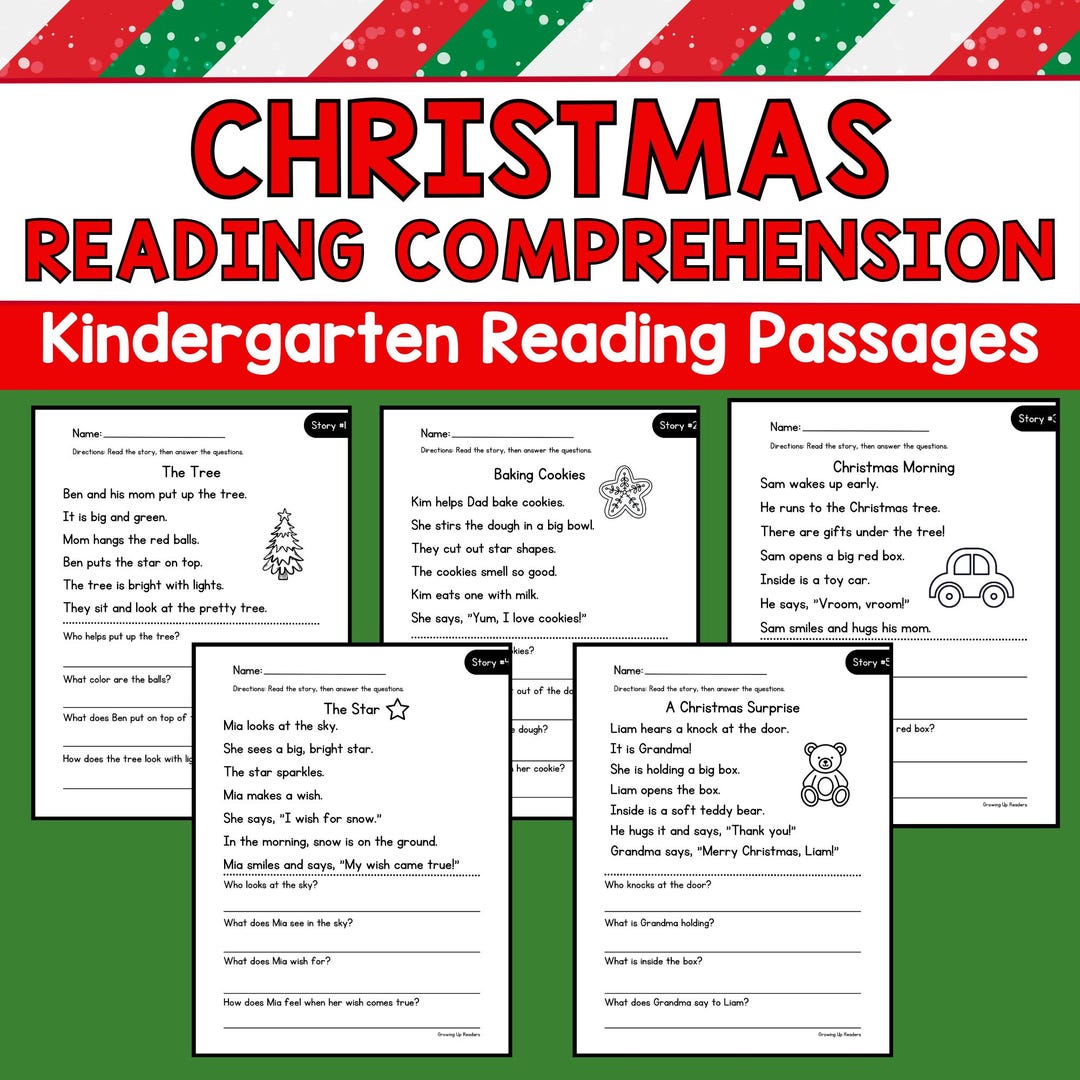 Kindergarten Christmas Worksheets Christmas Reading Comprehension ...