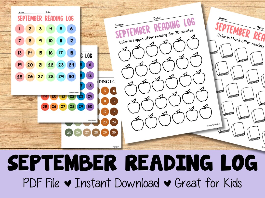 September Reading Log for Kids | Reading Journal September | Kids Book ...