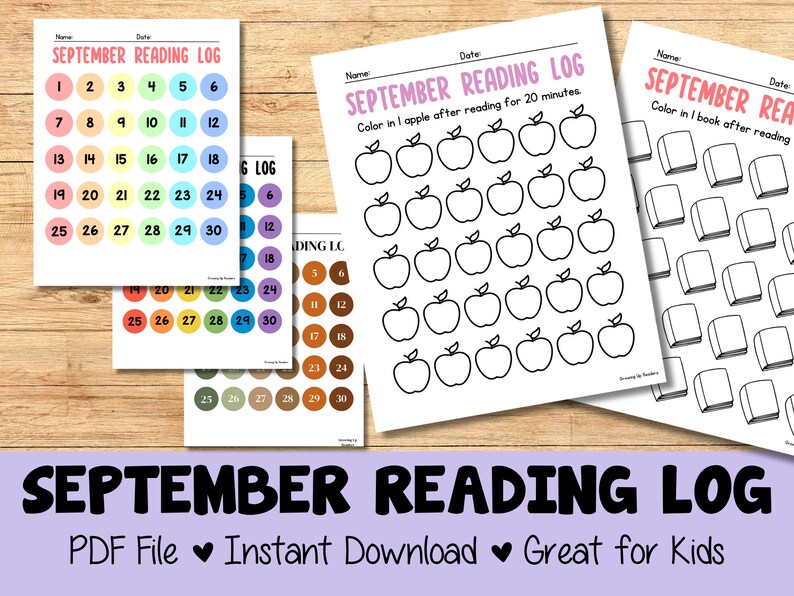September Reading Log for Kids | Reading Journal September | Kids Book ...