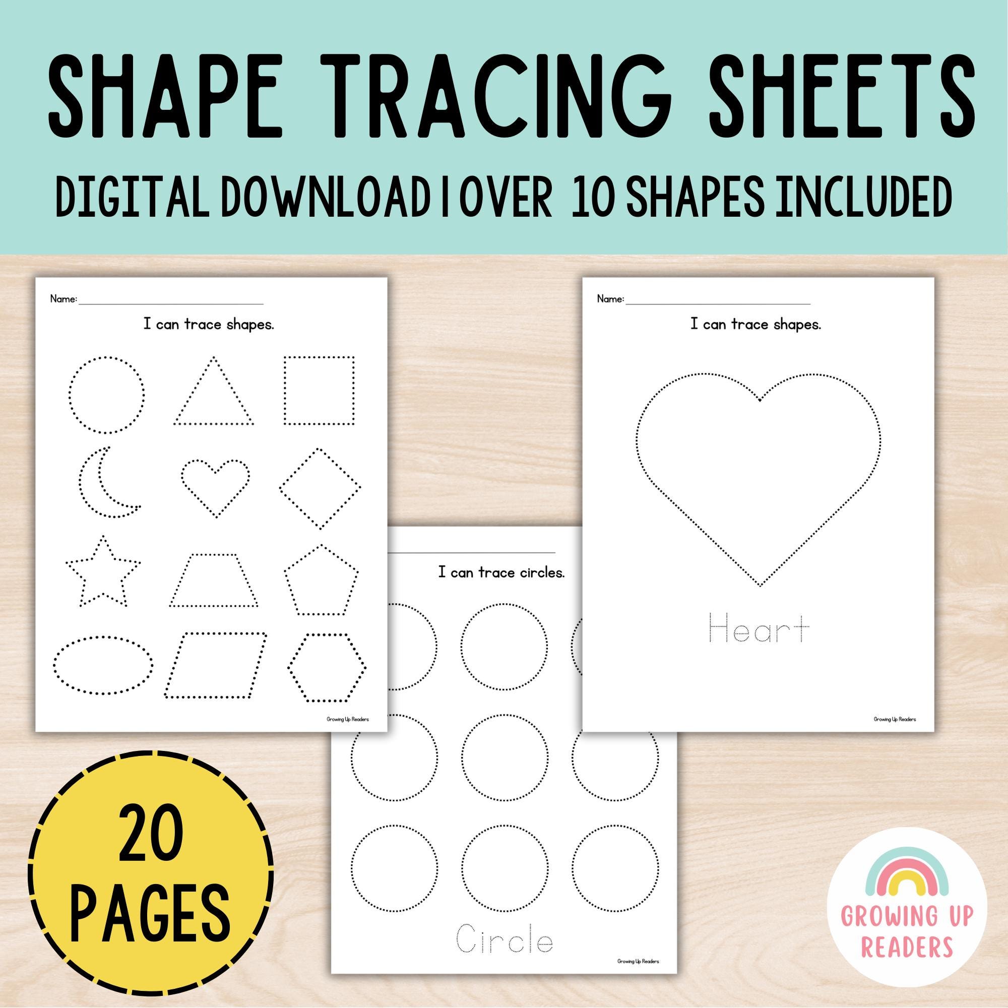 Shape Tracing Worksheets Trace 2D Shapes Preschool and Kindergarten ...