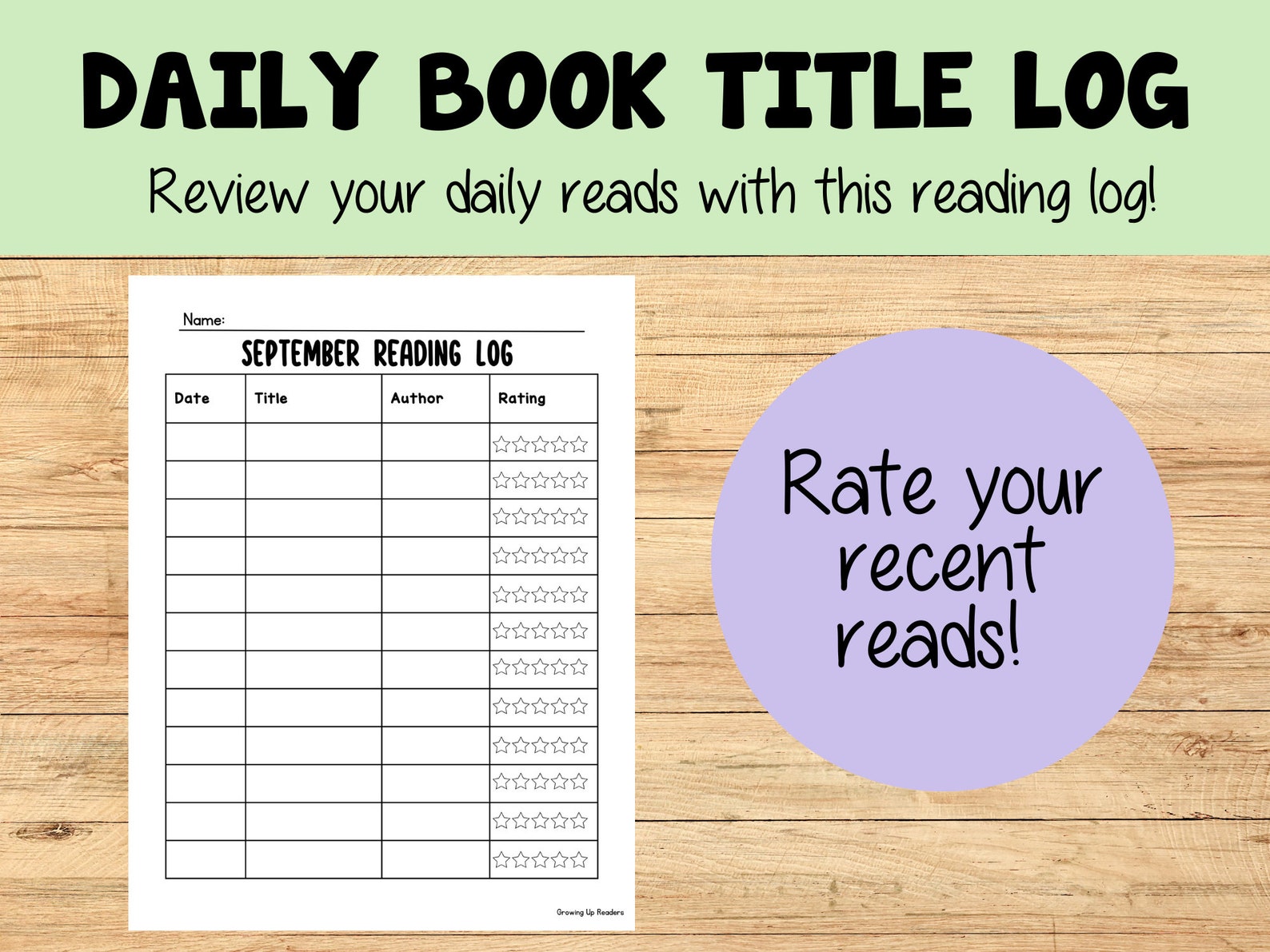 September Reading Log for Kids | Reading Journal September | Kids Book ...