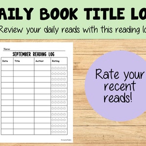 September Reading Log for Kids | Reading Journal September | Kids Book ...