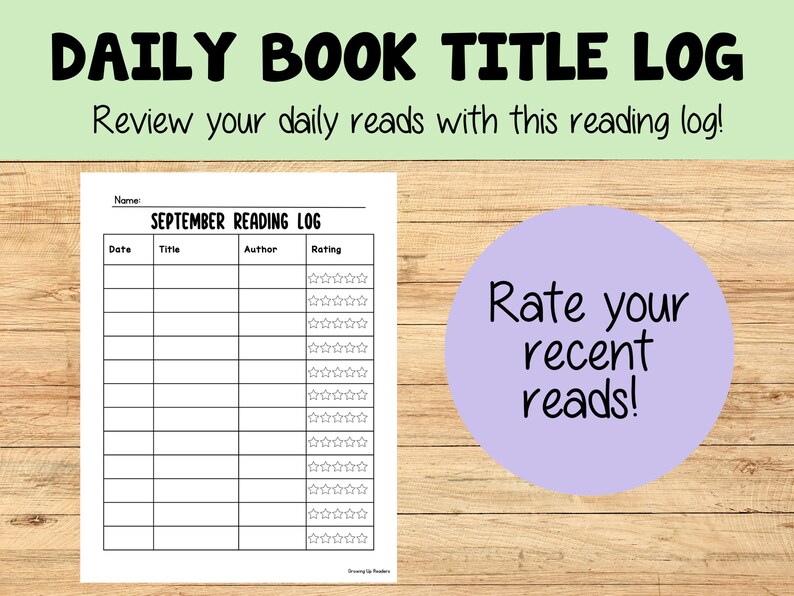 September Reading Log for Kids | Reading Journal September | Kids Book ...
