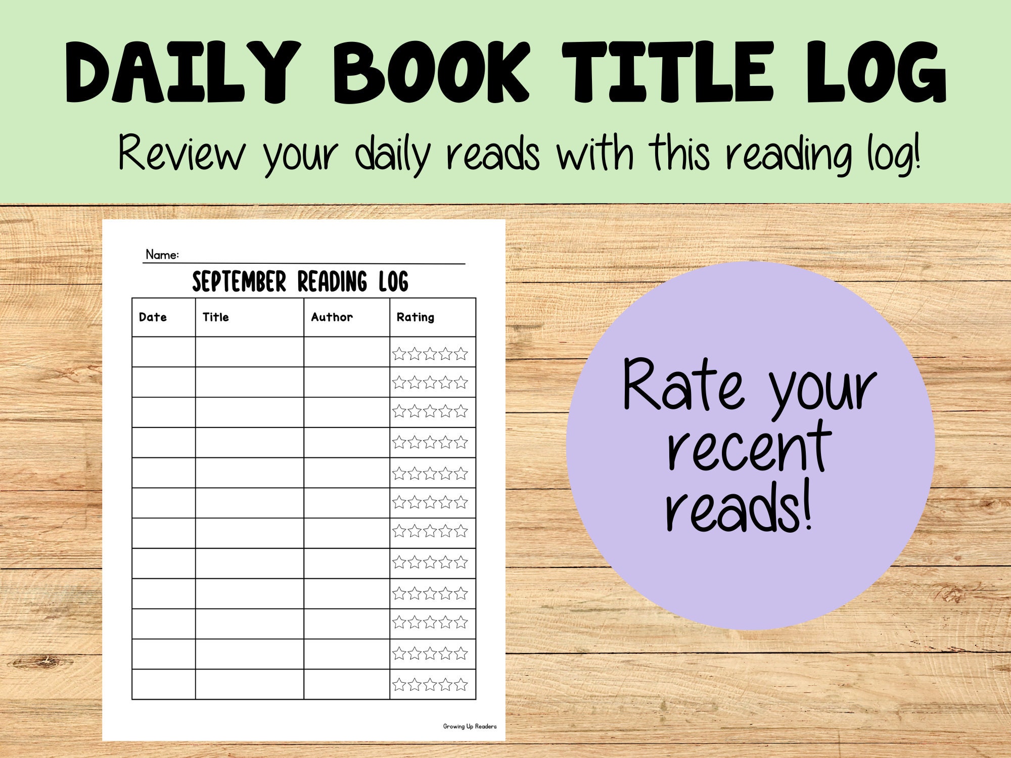 September Reading Log for Kids | Reading Journal September | Kids Book ...