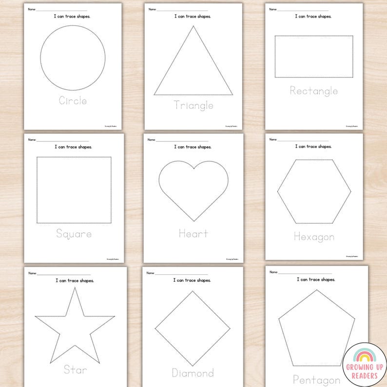 Shape Tracing Worksheets Trace 2D Shapes Preschool and Kindergarten ...