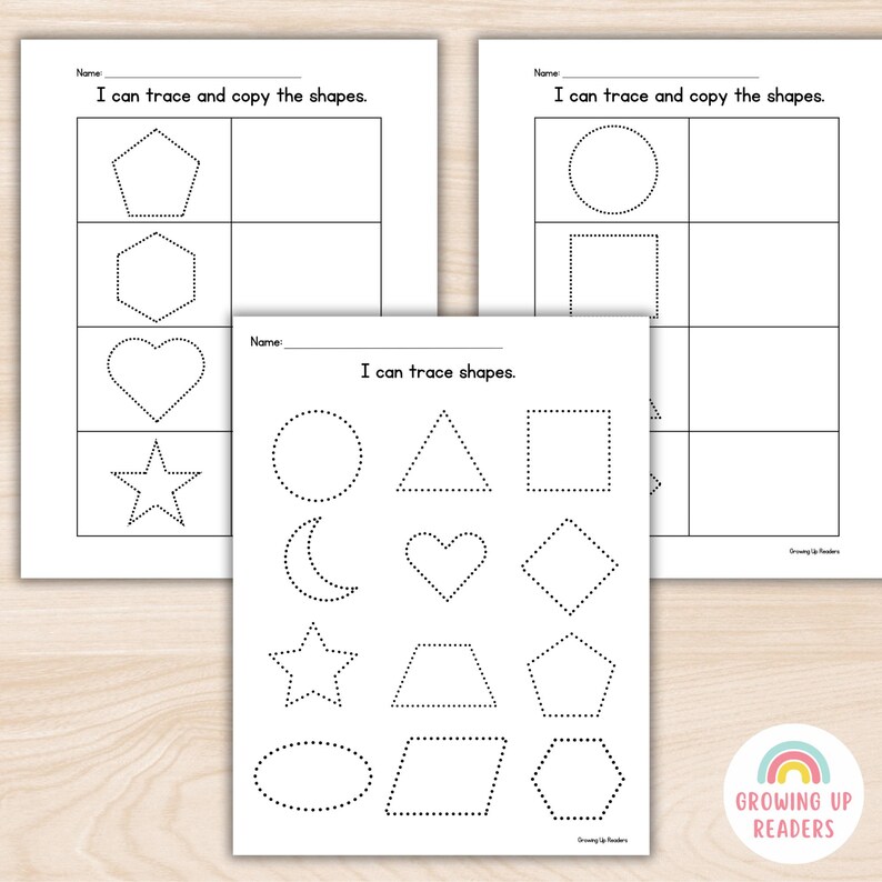 Shape Tracing Worksheets Trace 2D Shapes Preschool and Kindergarten ...