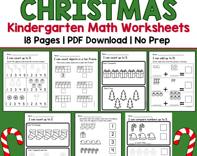 Kindergarten Christmas Math Worksheets Christmas Math Activities ...