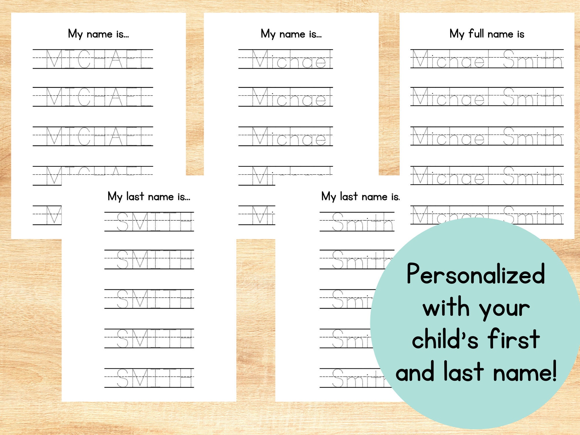 Preschool Name Tracing Sheets Personalized Name Tracing Handwriting ...
