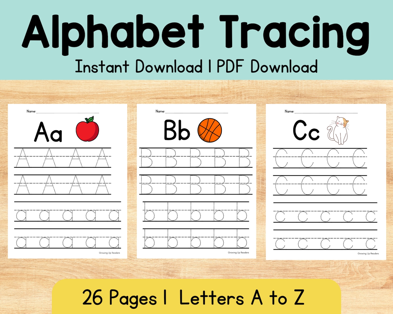 Preschool Alphabet Tracing Worksheets ABC Tracing Worksheets A to Z ...