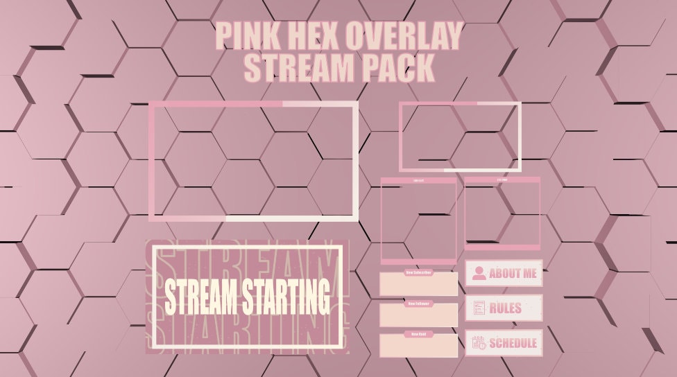 Pink Twitch Overlay Pack, Cute Streaming Set & Digital Download Hex ...