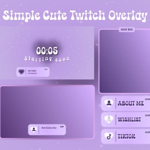 Twitch Stream Overlay Pack, Cute & Simple Purple Design for Gamers and ...