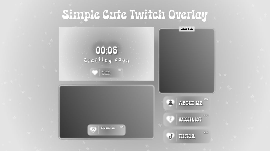 Cute & Simple Twitch Overlay Pack, Twitch Stream Overlay, Streaming ...