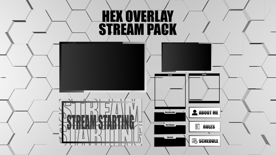 Twitch Overlay Stream Pack, Black & White Animated Stream Pack, Twitch ...