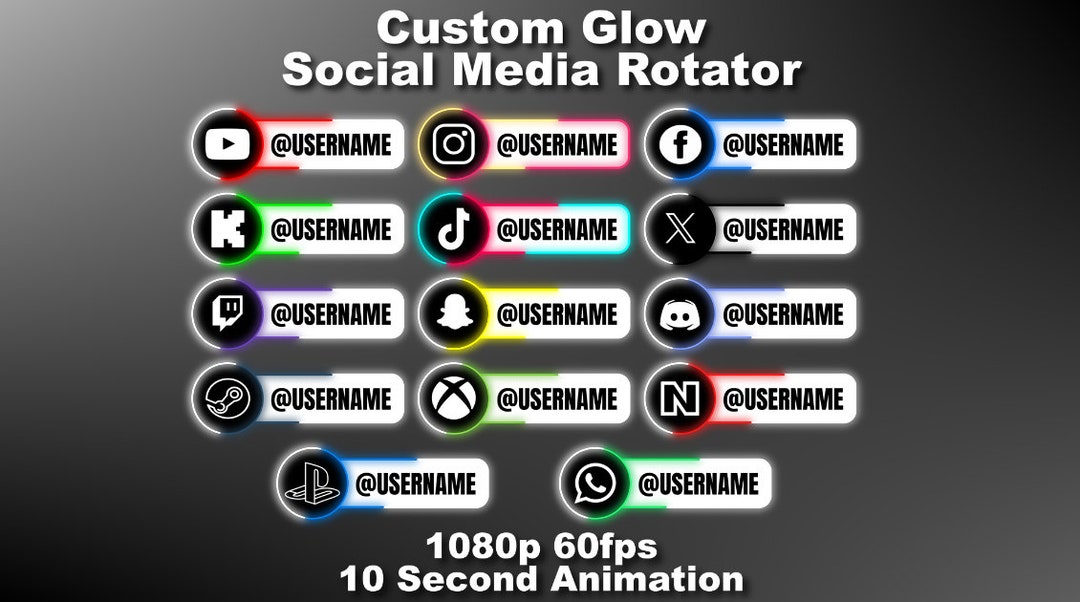 Custom Lower Third Social Media Glow Rotators - Digital Download ...