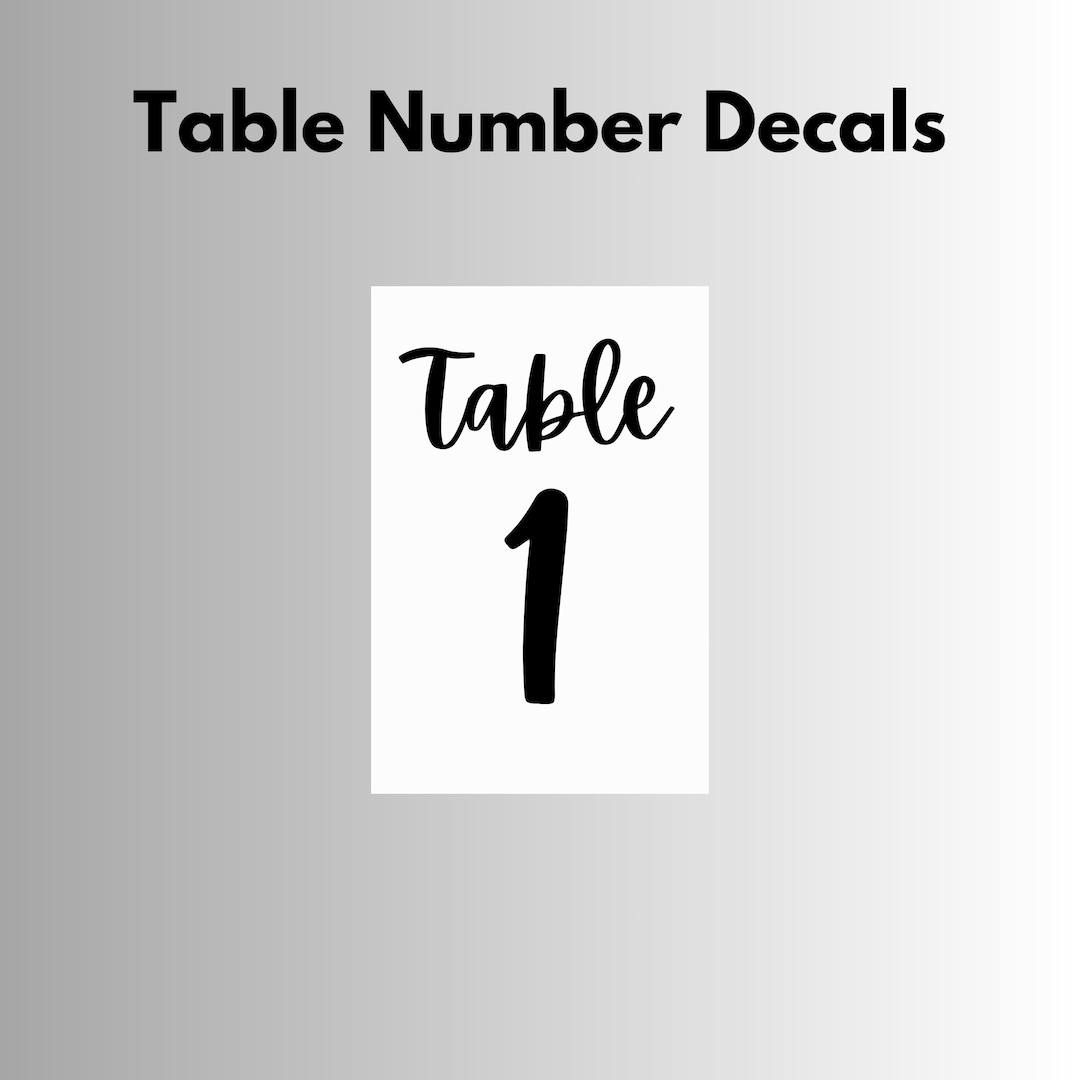 Table Number Decals, Elegant Wedding Reception Vinyl Decal Numbers - Etsy