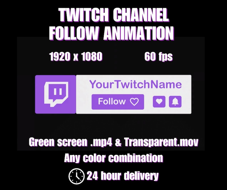 Custom Animated Twitch Follow Button, Social Media Lower Third, Custom ...