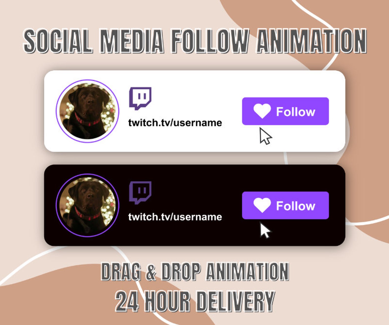 Custom Twitch Follow Overlay, Twitch Follow Button, Twitch Overlay ...